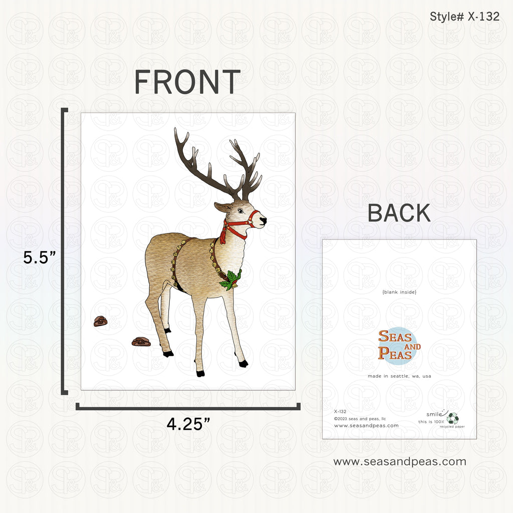 Pooping Reindeer Christmas Card – Seas and Peas